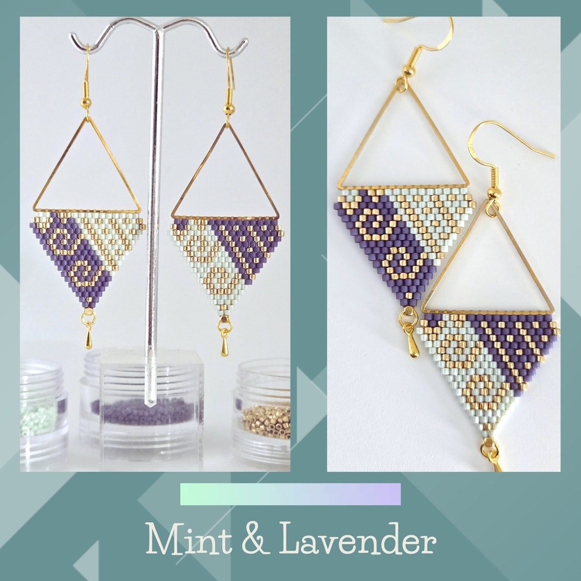 Different but the Same, Brick Stitch Triangle Earrings, Stylish Dangles ...