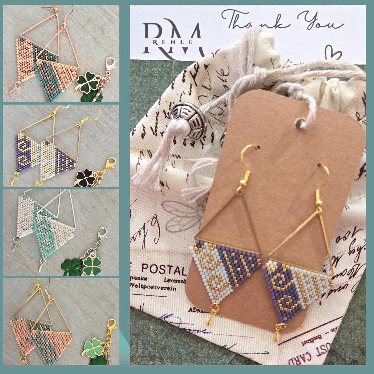 Different but the Same, Brick Stitch Triangle Earrings, Stylish Dangles ...