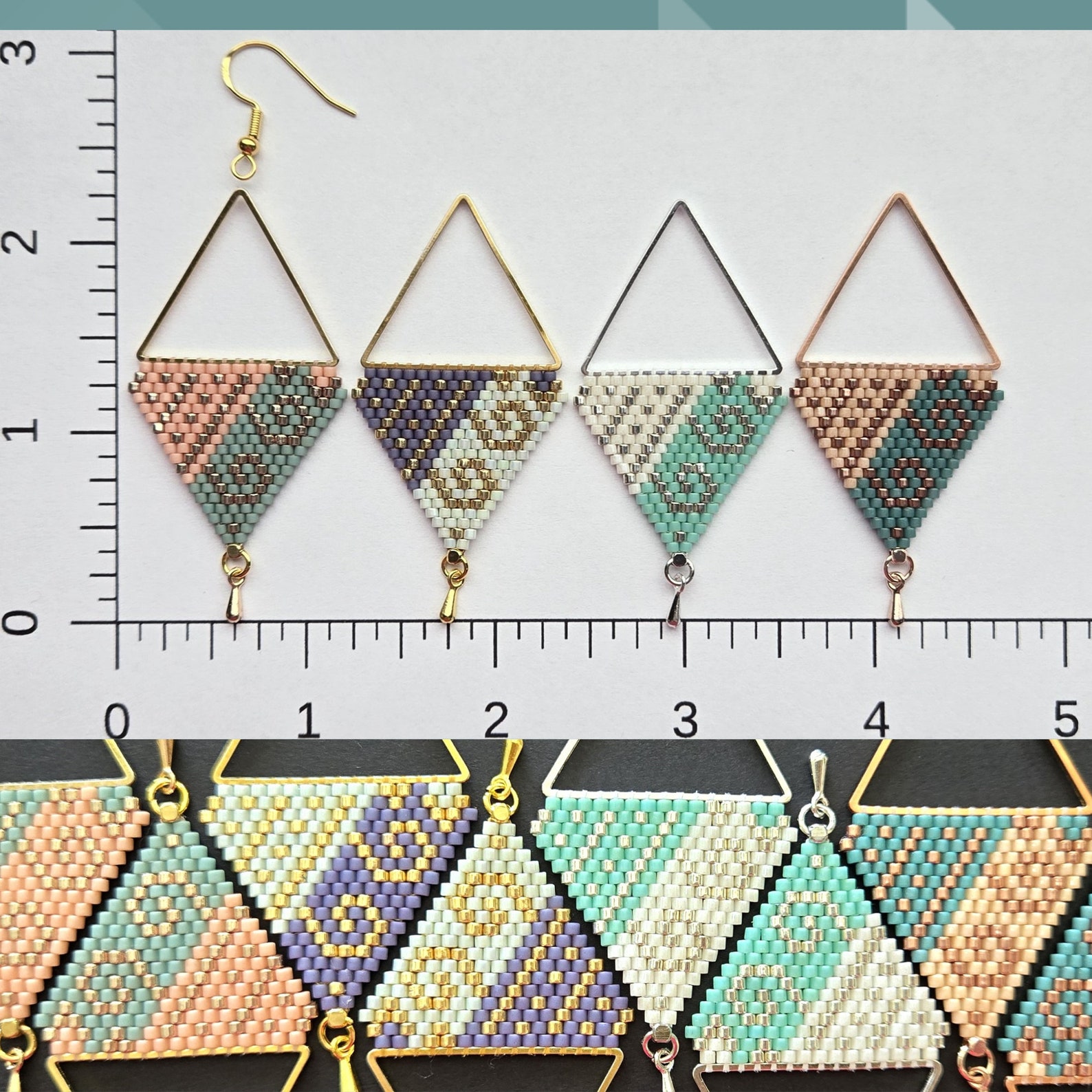 Different but the Same, Brick Stitch Triangle Earrings, Stylish Dangles ...