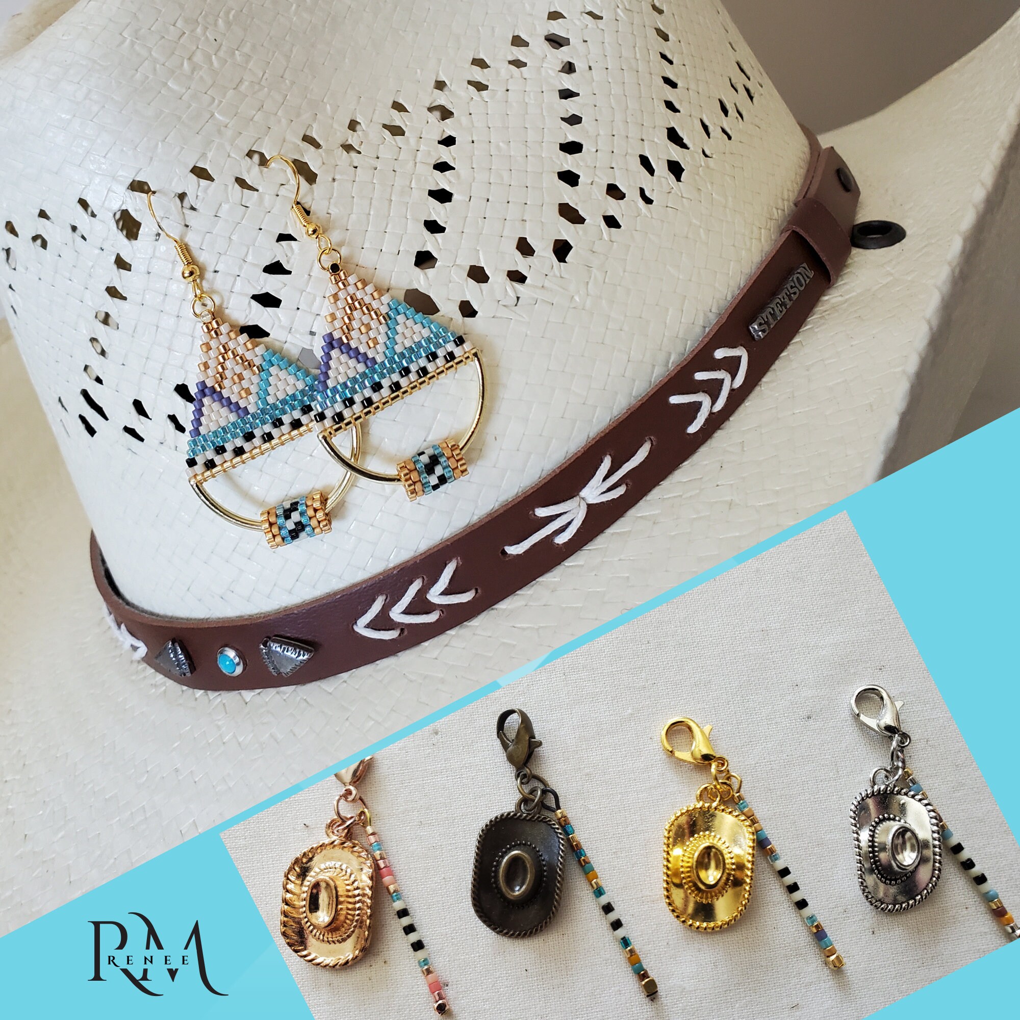 Brick Stitch Triangle Earrings, Western Mountain Peaks, Brass Half ...