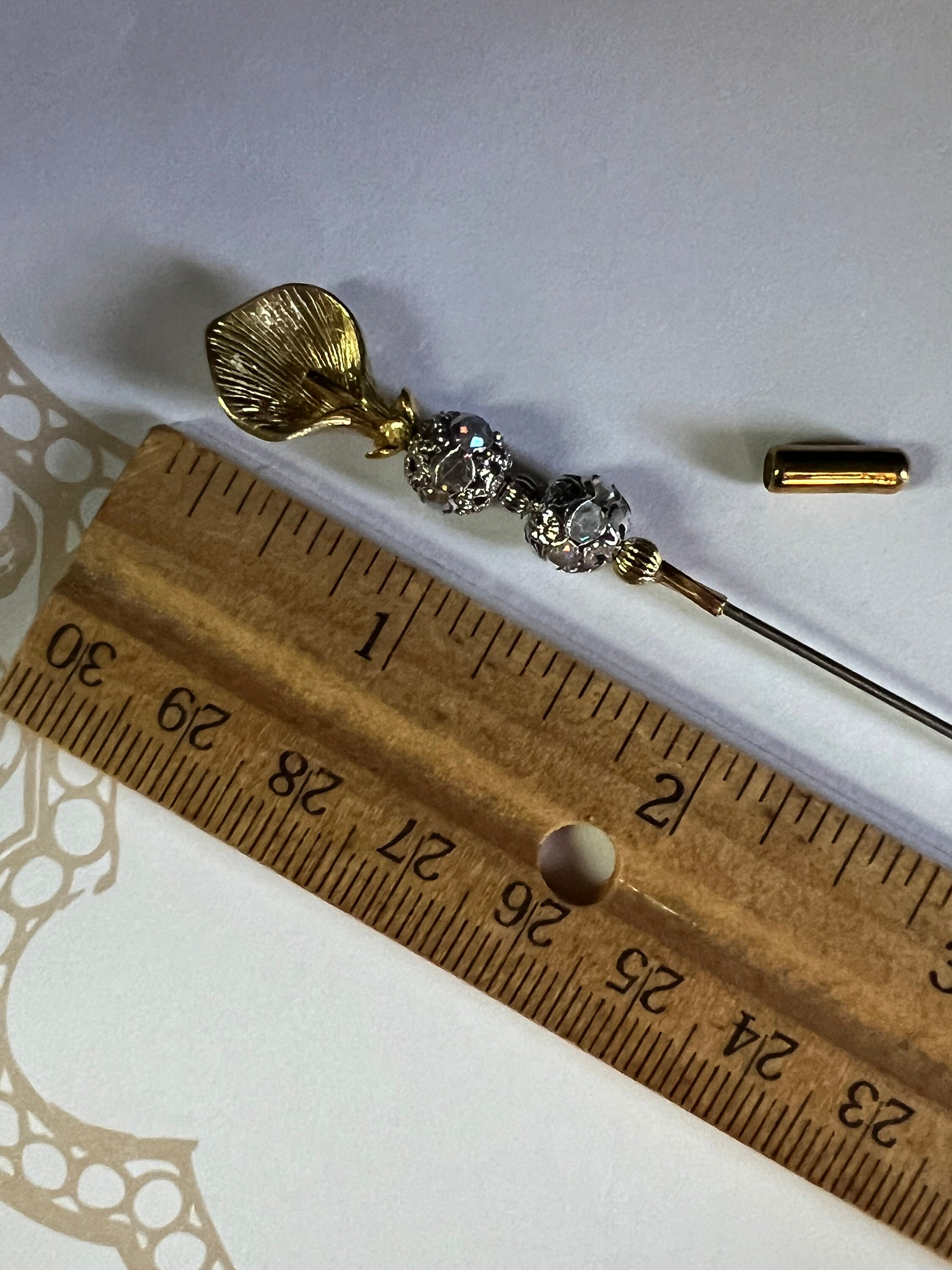 Hatpin Gold Calla Lily Sparkling Crystal Clear AB Rhinestones ...