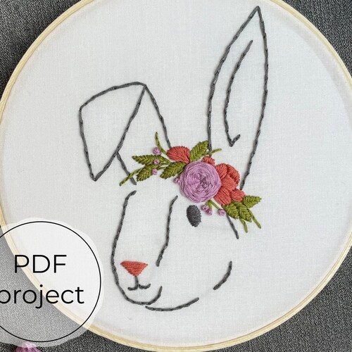 Embroidery Pattern Pdf Rabbit Embroidery Easter Embroidery - Etsy