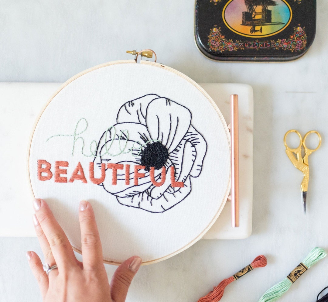 Hello Beautiful DIY Beginner Embroidery Kit - Etsy