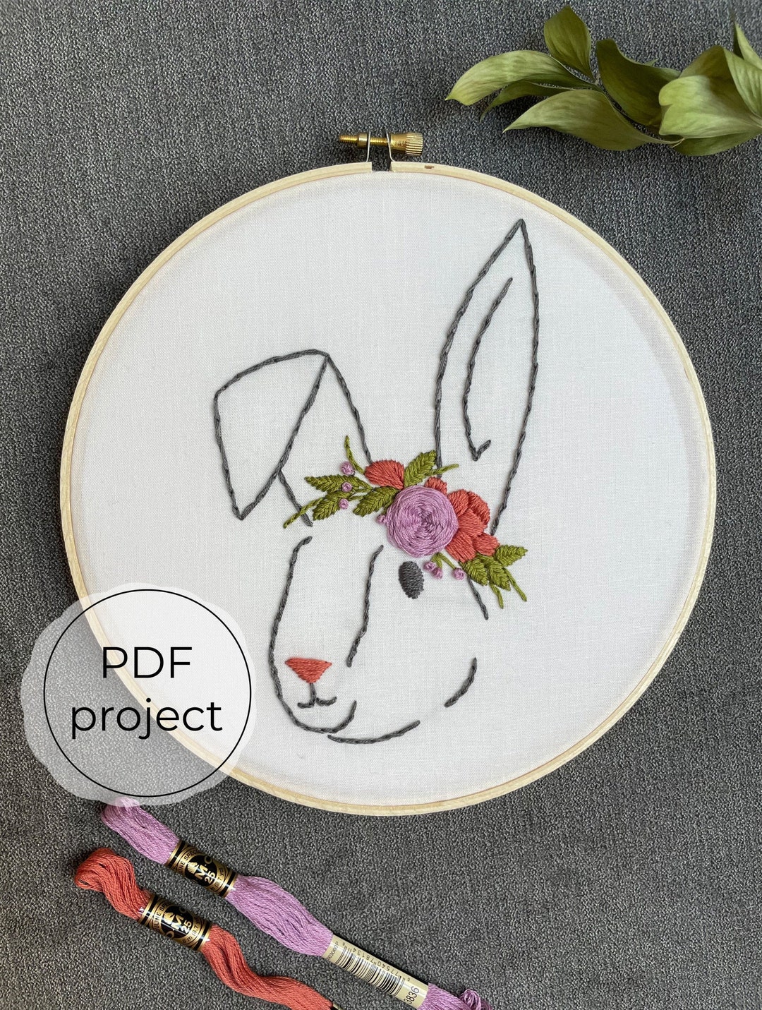 Embroidery Pattern Pdf, Rabbit Embroidery, Easter Embroidery, Gift for ...