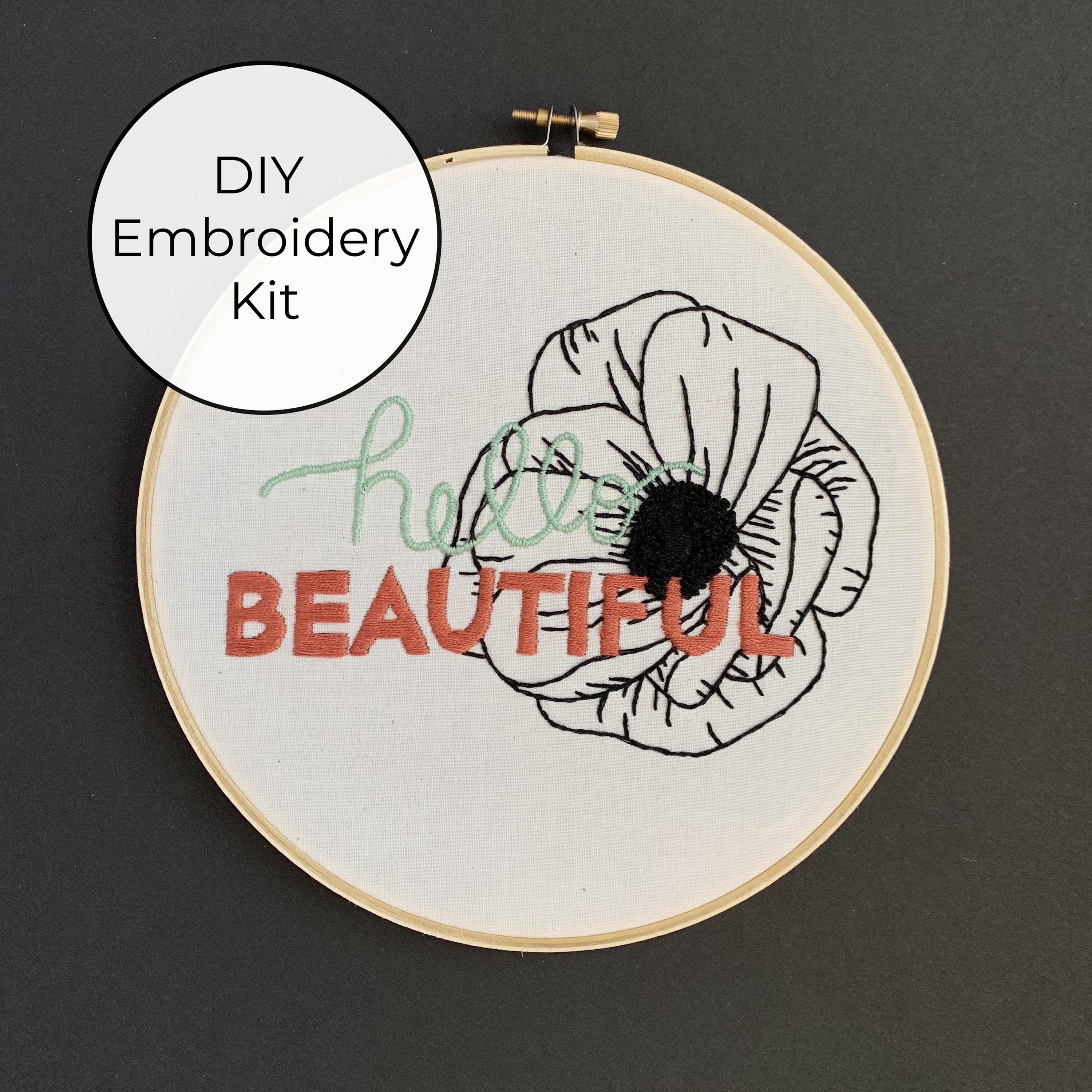 Hello Beautiful DIY Beginner Embroidery Kit - Etsy