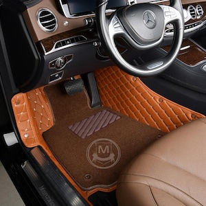 Premium Manicci Luxury Leather Custom Fitted Car Mats 2.0 Brown Diamond Car Mats Full Set - Etsy