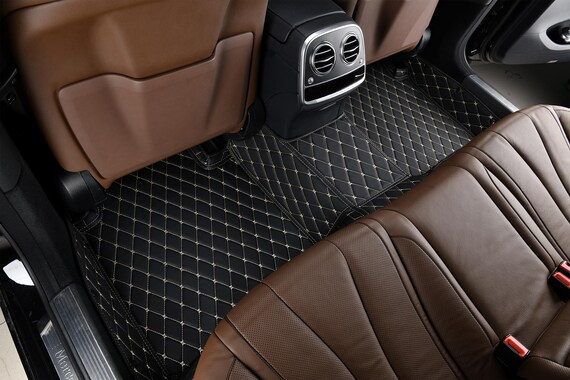 Black Manicci Luxury Diamond Premium Leather Custom Fitted Car Mats V1 Black Car Mats 9 Stitching Options Full Set Etsy Canada