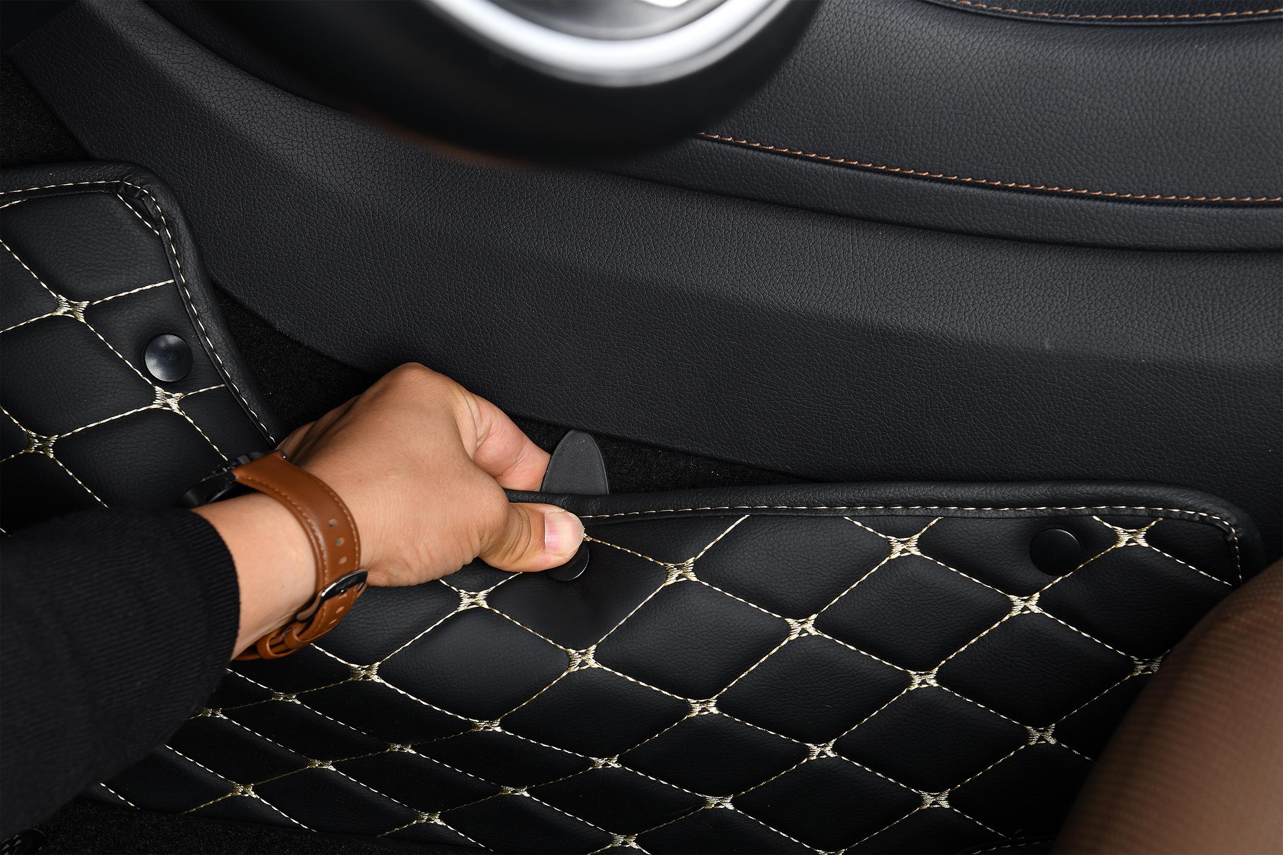 Black Manicci Luxury Diamond Premium Leather Custom Fitted Car Mats V1 Black Car Mats 9 Stitching Options Full Set Etsy