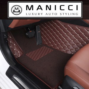 Premium Manicci Luxury Leather Custom Fitted Car Mats 2.0 Brown Diamond Car Mats Full Set - Etsy
