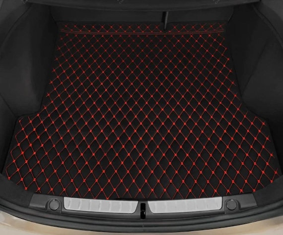 Manicci Luxury Diamond Leather Custom Made Fitted Car Boot Liner Base Trunk Mats Cargo Liners Black With Red Stitching Etsy