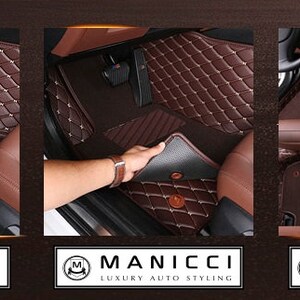 Premium Manicci Luxury Leather Custom Fitted Car Mats 2.0 Brown Diamond Car Mats Full Set - Etsy