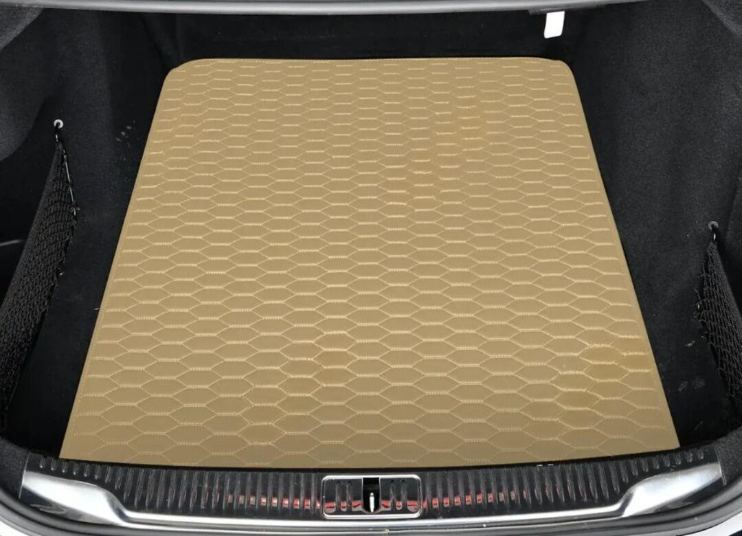 Custom Beige Honeycomb Trunk Liner – Durable Leather Cargo Mat ...