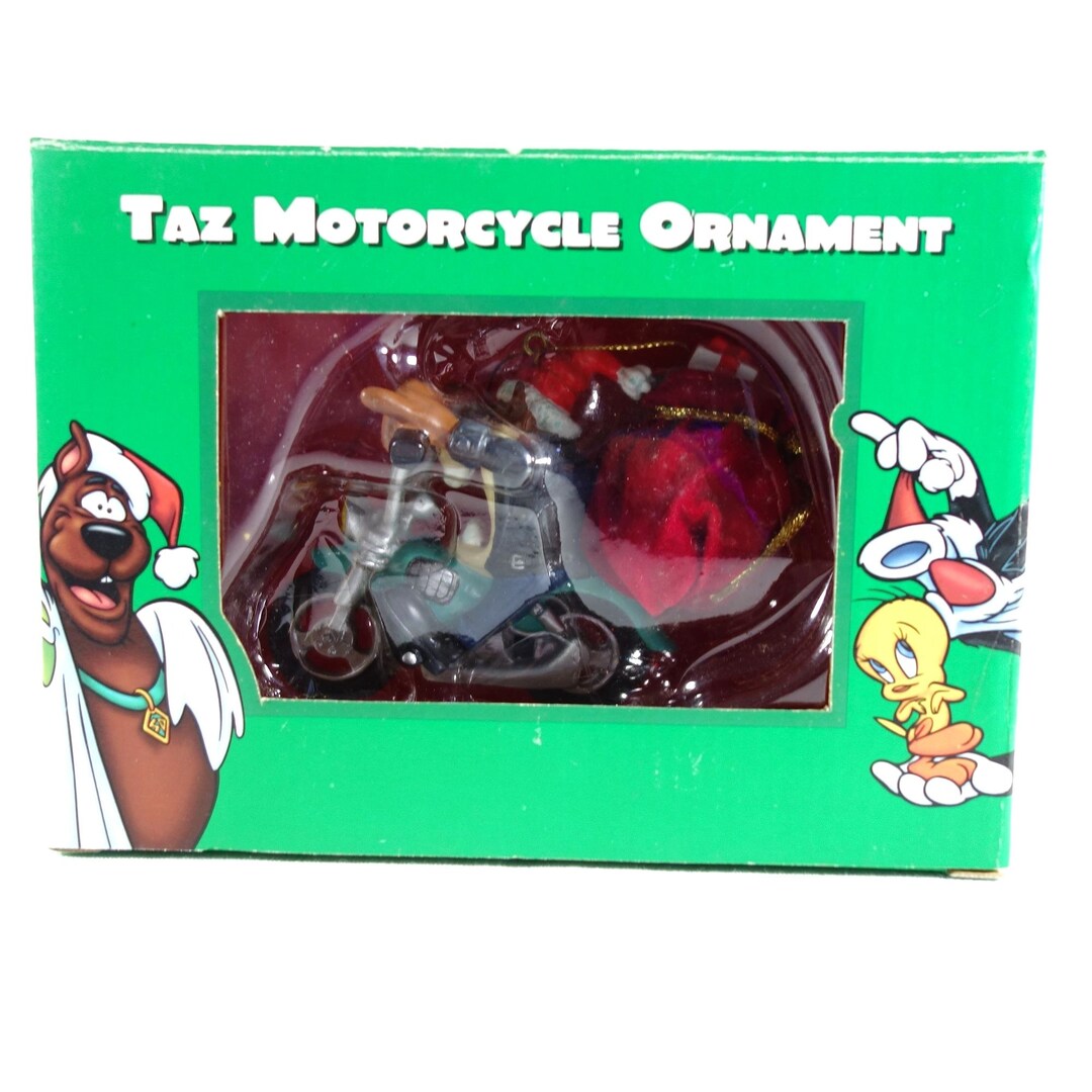 Vintage 1998 Warner Bros Studio Store Taz Motorcycle Christmas Ornament ...