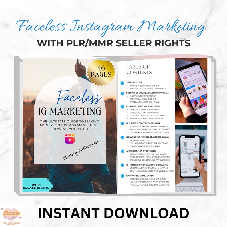 Faceless Instagram Marketing Guide: Master Resell Rights PLR (digital ...