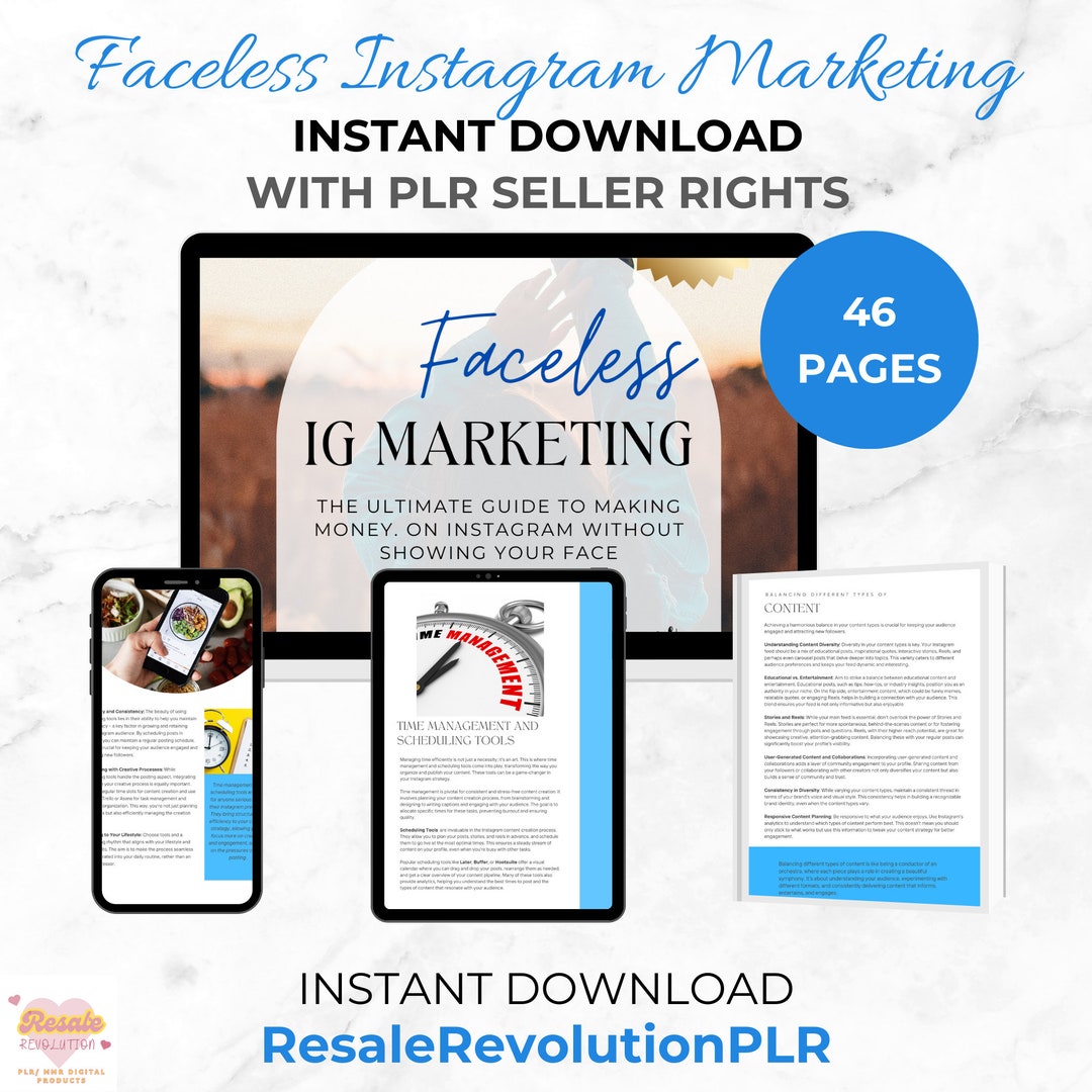 Faceless Instagram Marketing Master Resell Rights PLR, Private Label ...