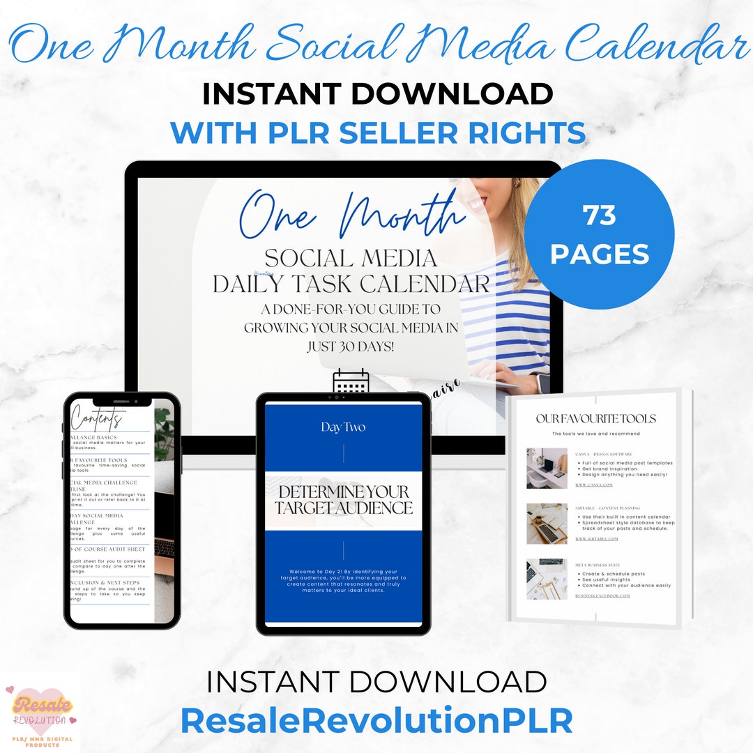 One Month Social Media Task Calendar Ebook & Template With Master ...