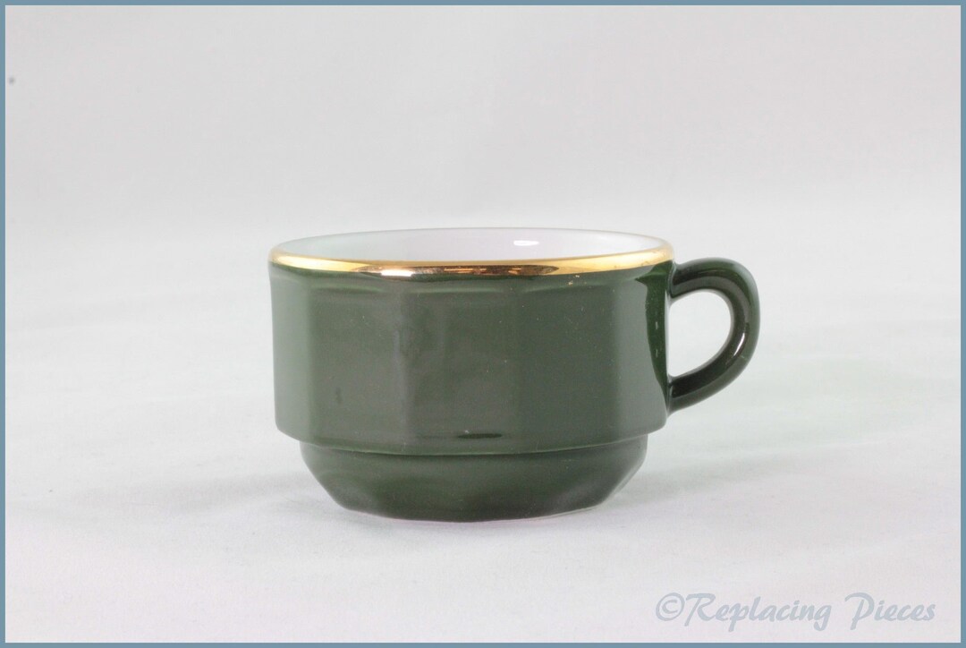 Apilco Bistro green & Gold Coffee Cup - Etsy