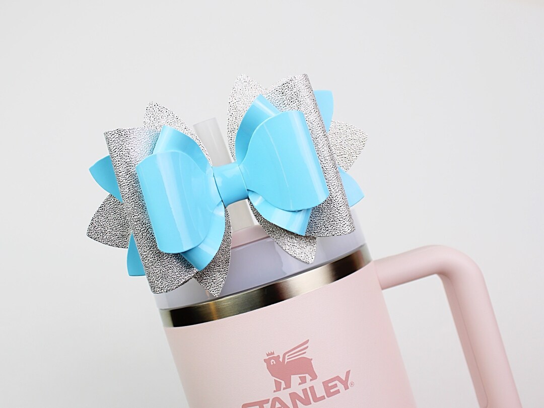 Blue and Silver Pool Stanley Tumbler Bow Straw Topper Fog Stanley Cup ...
