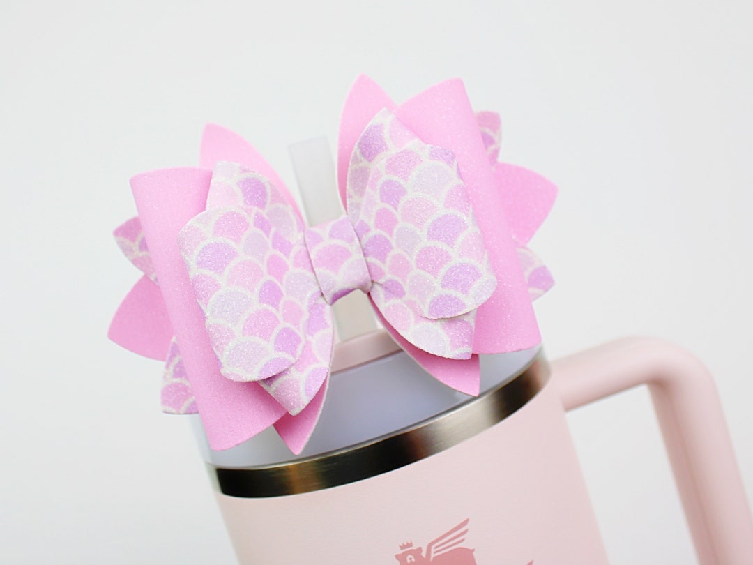 Pink Mermaid Stanley Tumbler Bow Straw Topper Pink Stanley Cup Bow ...