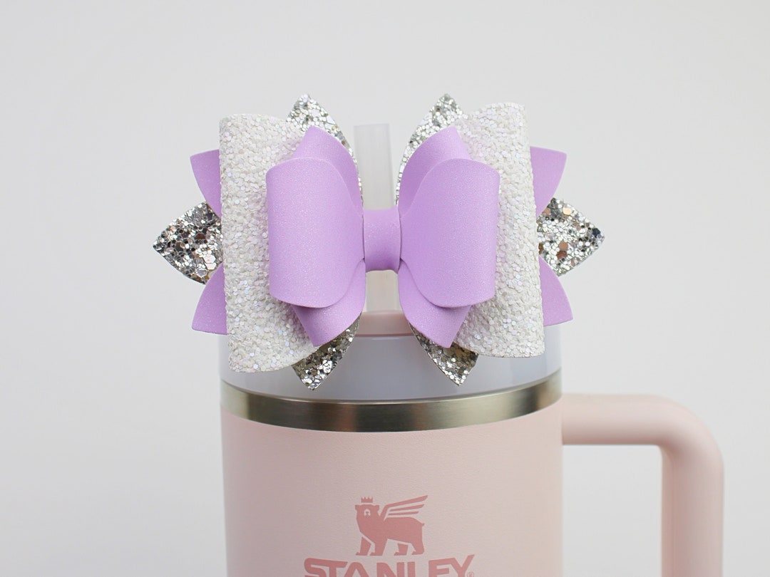 Aster Glitter Stanley Tumbler Bow Topper Aster Stanley Straw Topper Bow ...