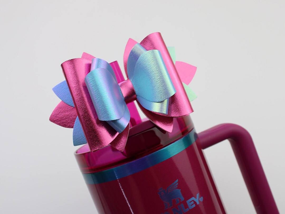 Berry Truffle Stanley Bow Straw Topper Fuchsia Iridescent Stanley Cup ...