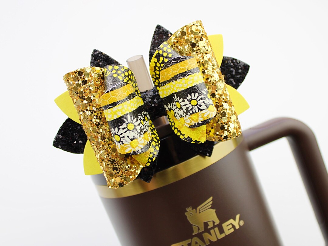 Honeybee Garden Stanley Tumbler Bow Straw Topper Honeycomb Florals Bee ...