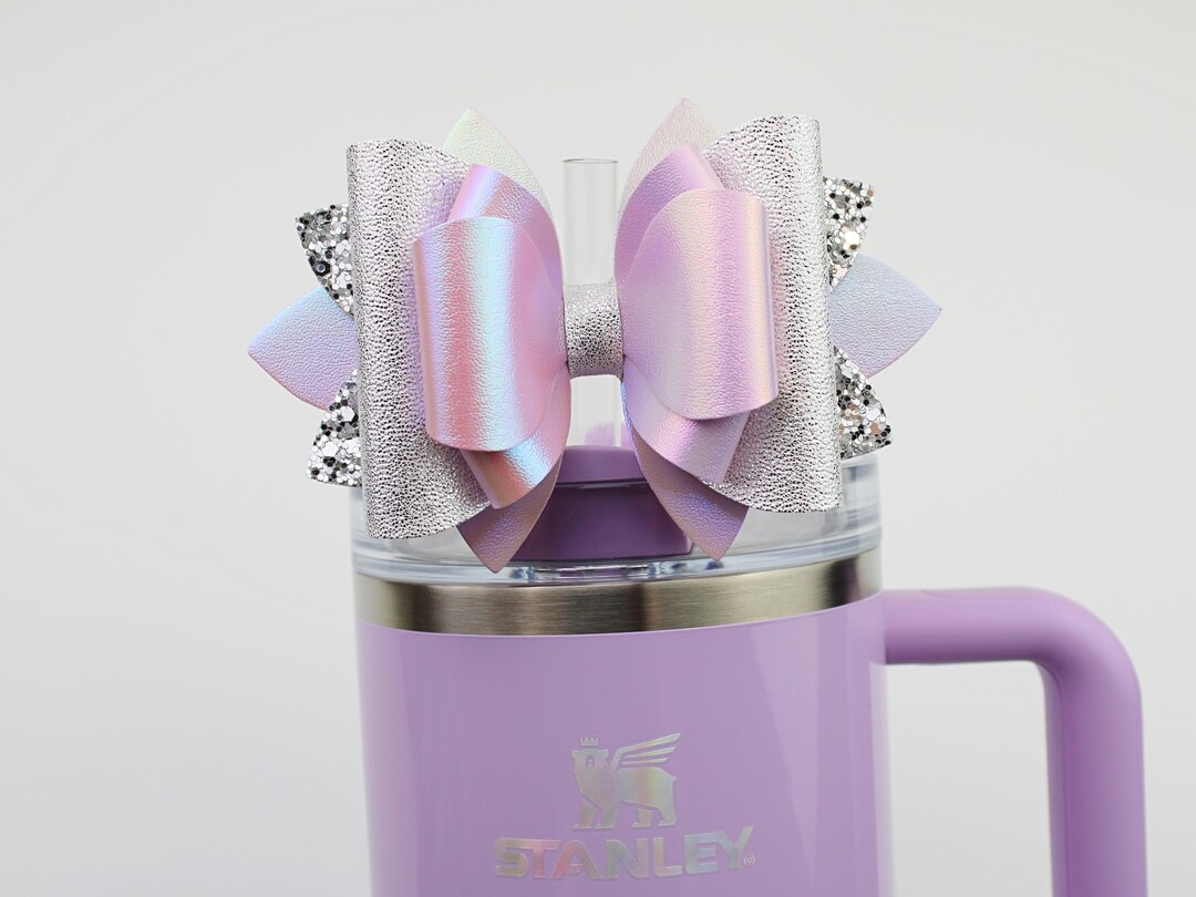 Aster Glitter Stanley Tumbler Bow Topper Sour Grape Stanley Straw ...