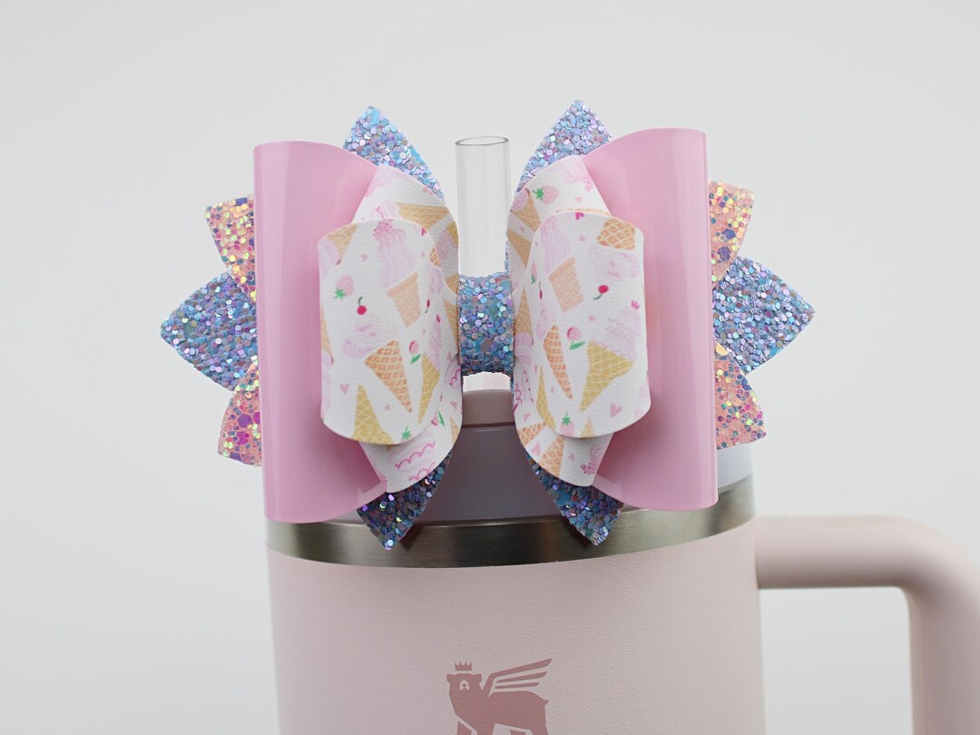 Ice Cream Stanley Tumbler Bow Straw Topper Ice Cream Stanley Cup Bow ...