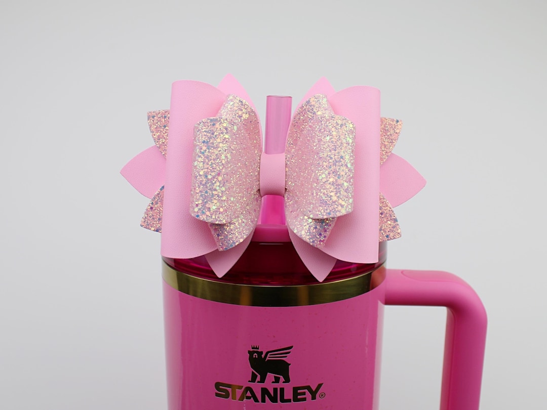 Pink Stanley Tumbler Bow Straw Topper Peony Stanley Cup Bow Straw Bow ...