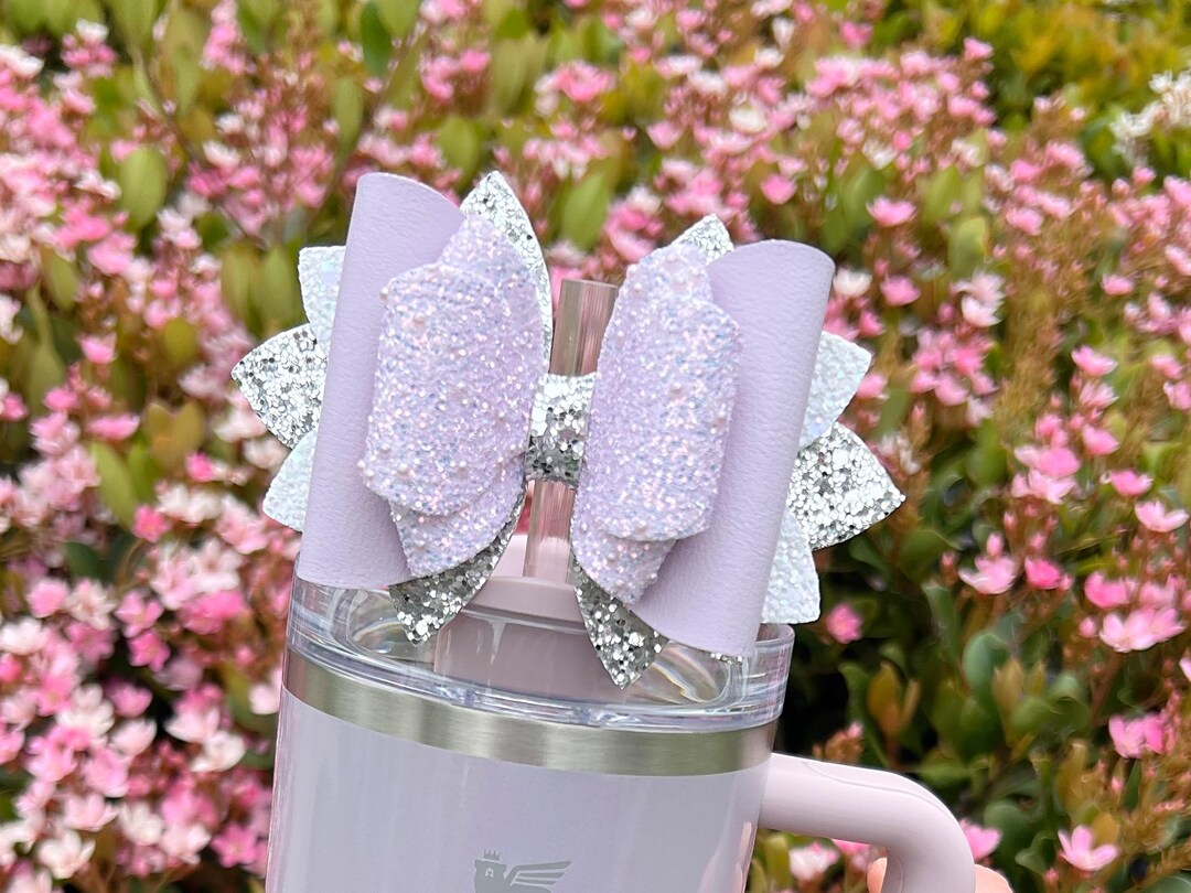 Aster Glitter Stanley Tumbler Bow Topper Aster Stanley Straw Topper Bow ...