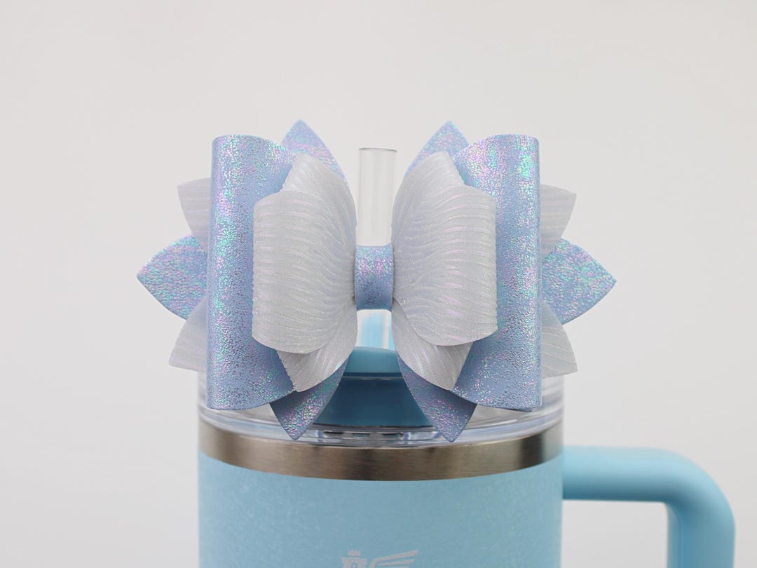 Blue Shimmer Waves Stanley Tumbler Bow Straw Topper Light Blue Stanley ...