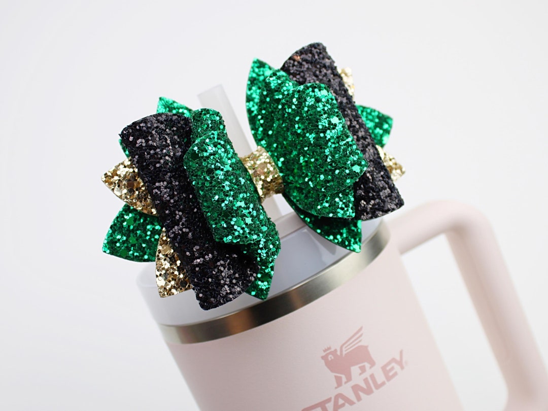 Wicked Green Stanley Tumbler Bow Elphaba Straw Topper Green Gold Black ...