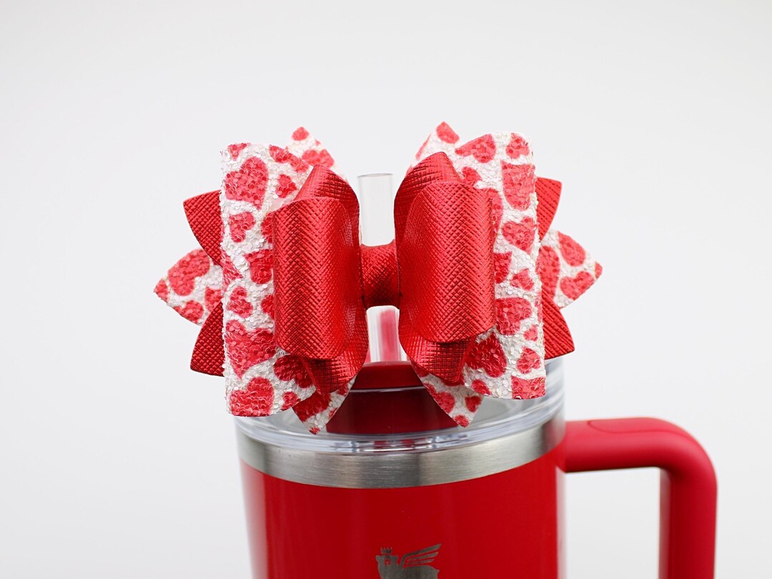 Red Heart Valentine’s Day Stanley Tumbler Bow Straw Topper Red Love ...