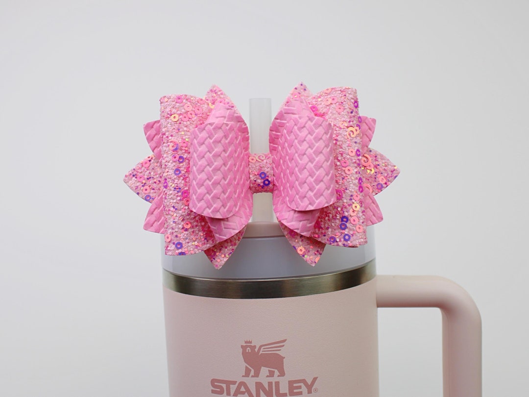 Pink Stanley Tumbler Bow Straw Topper Knit Pattern Stanley Cup Bow ...