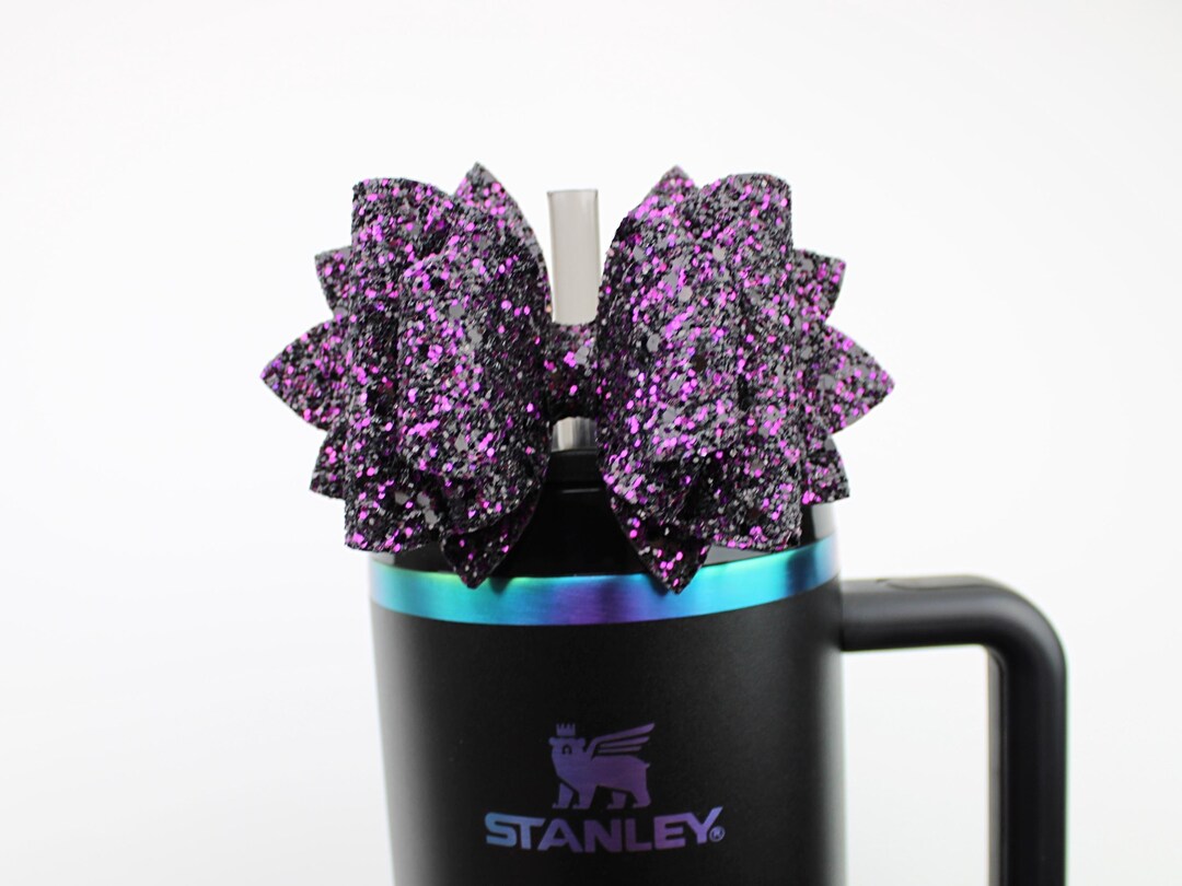 Black Chroma Stanley Tumbler Bow Topper Purple and Black Straw Topper ...