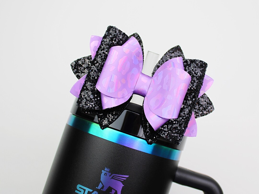 Black Chroma Stanley Tumbler Bow Topper Purple and Black Straw Topper ...