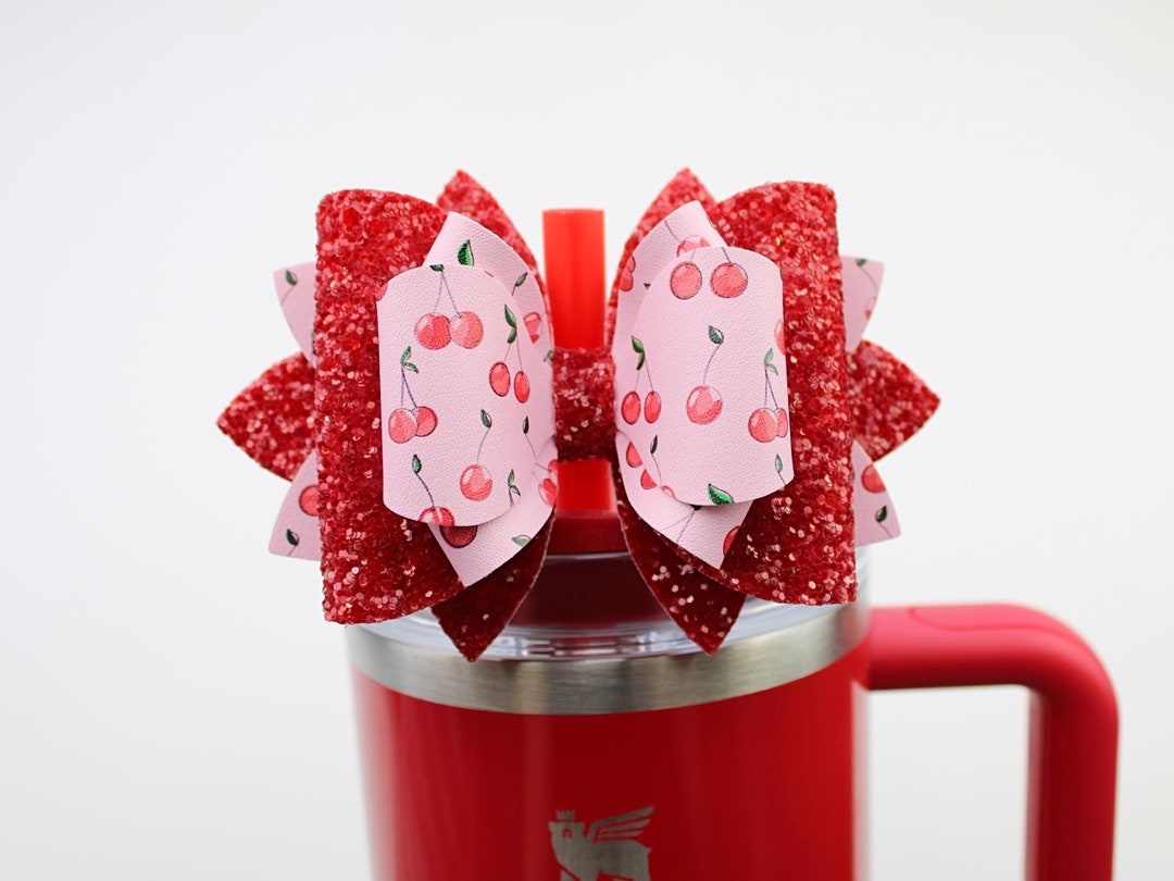 Red Cherry Stanley Tumbler Bow Straw Topper Red Stanley Cup Bow Straw ...