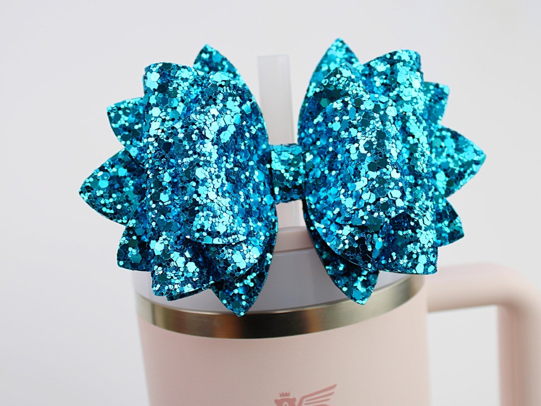 Teal Blue Stanley Tumbler Bow Straw Topper Aqua Stanley Cup Bow ...
