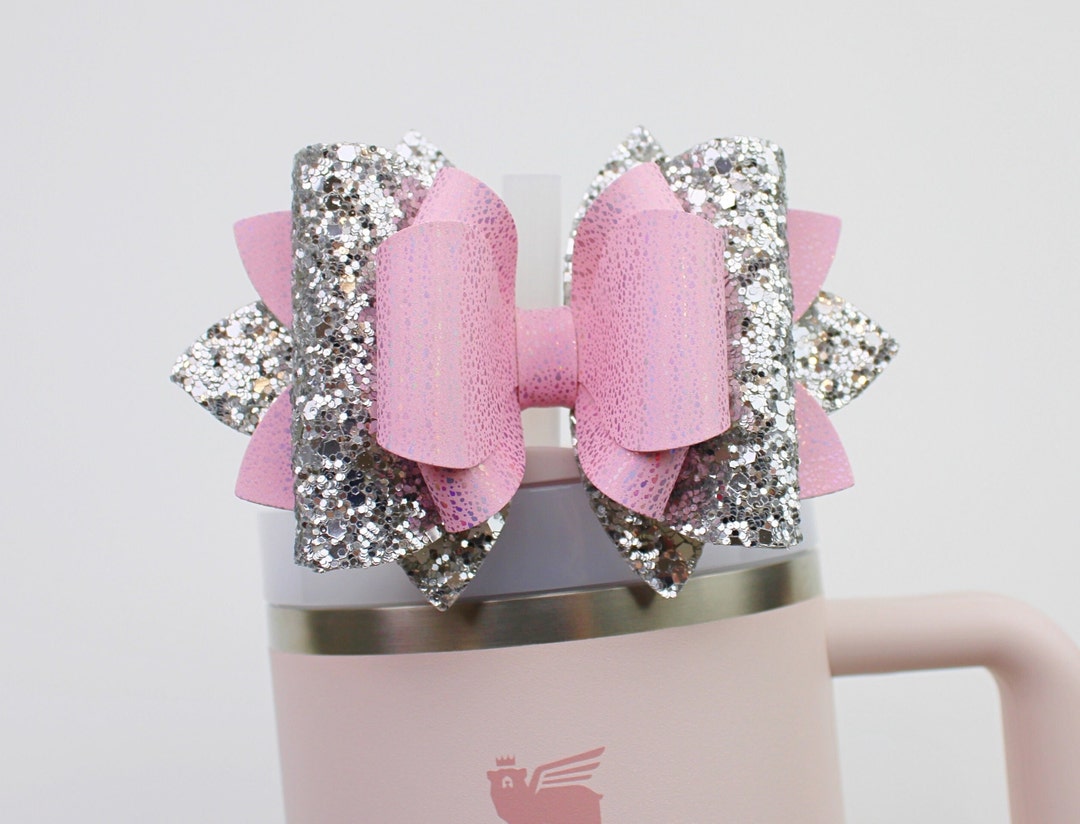 Aster Glitter Stanley Tumbler Bow Topper Aster Stanley Straw Topper Bow ...