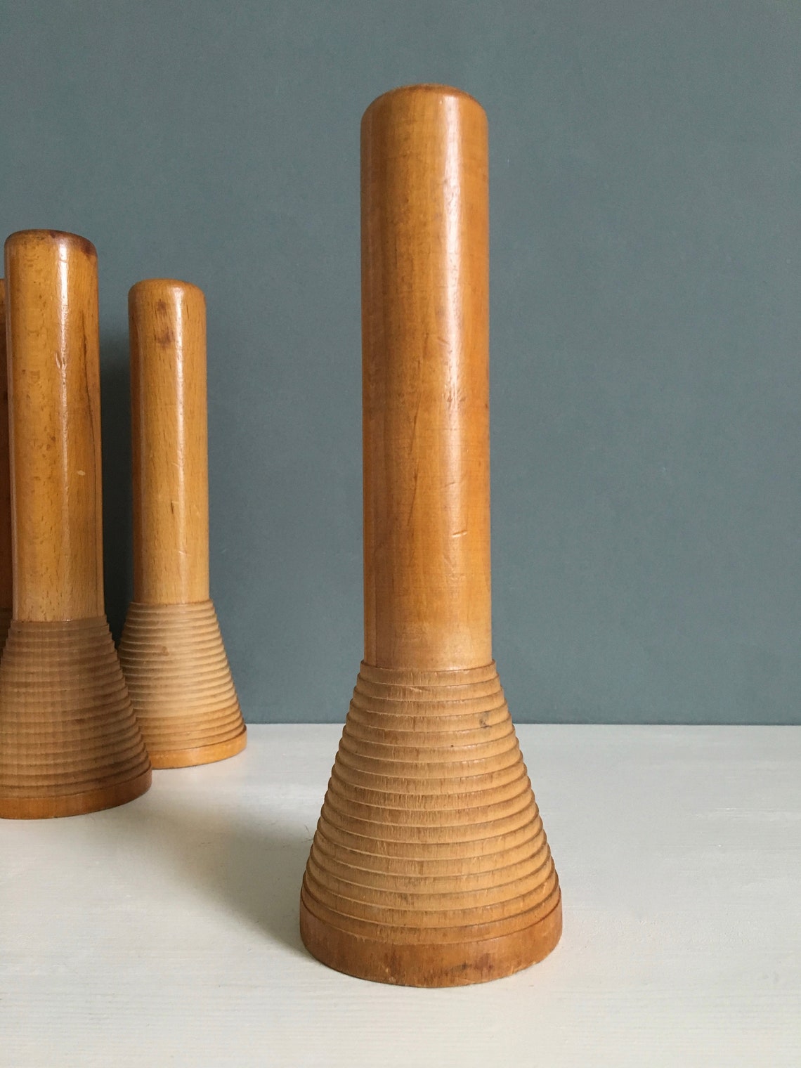 Large Wood Coil Wooden Cone Wood Spool Antique Sewing Sewing Industry ...