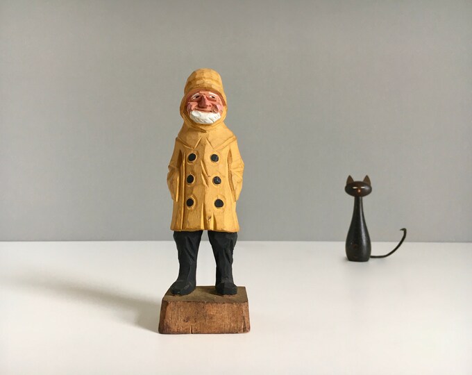 Rare Wooden Captain Sailor Figure Sculpture Maritime Wood Unique Piece ...