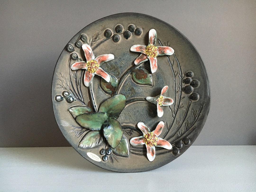 Large Otto Ceramic Wall Plate Bowl Plate Wall Plate Flowers Floral ...