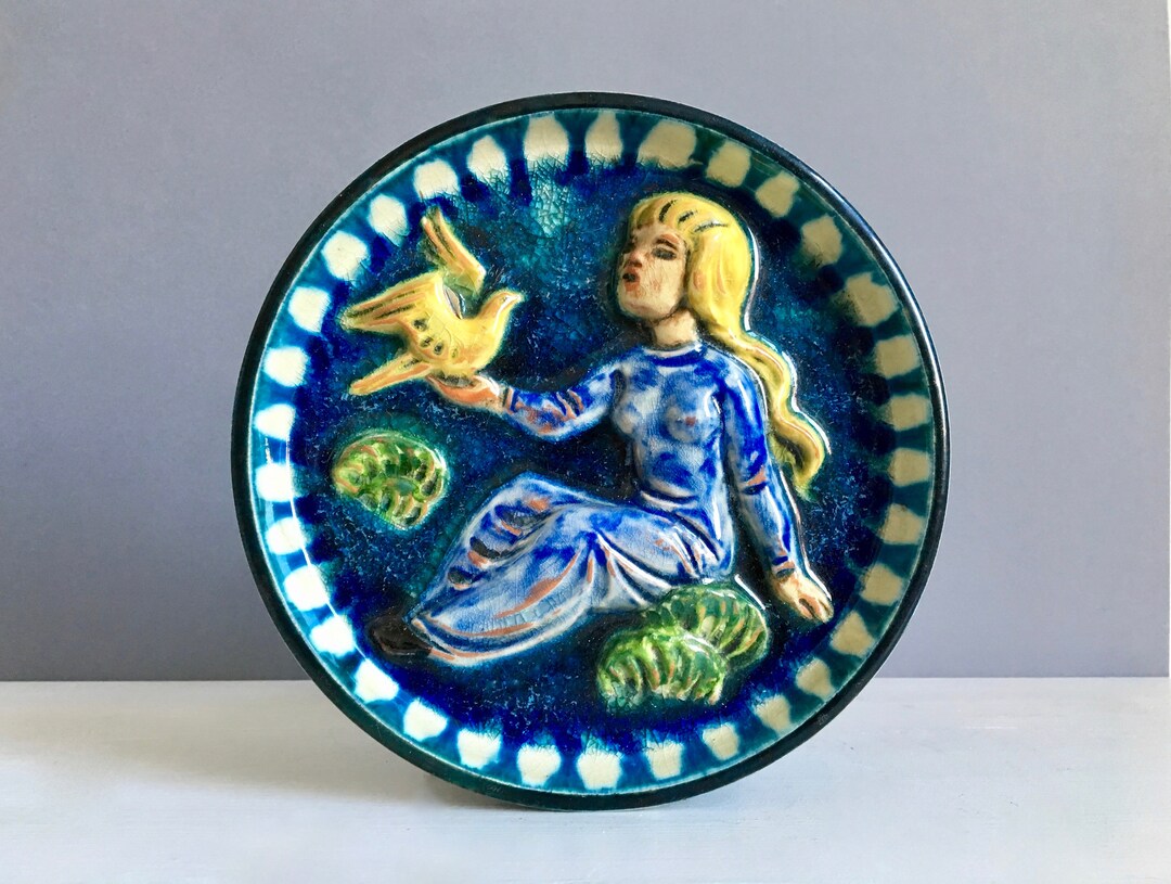 Vintage Ceramic Bird Plate Mid Century Art Ceramic Wall Plate Bowl 50s ...