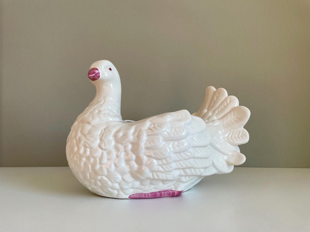 Giant Dove Porcelain Bobbikopf White Vintage Flowerpot Planter ...