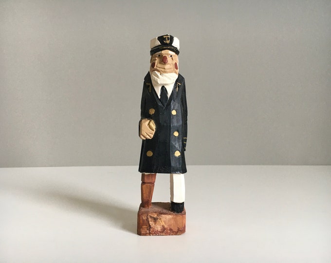 Rare Wooden Captain Sailor Figure Sculpture Maritime Wood Unique Piece ...