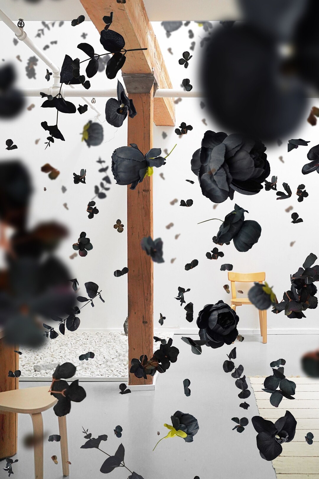 Midnight Black Flower Garland: DIY or Pre-made Installation - Etsy