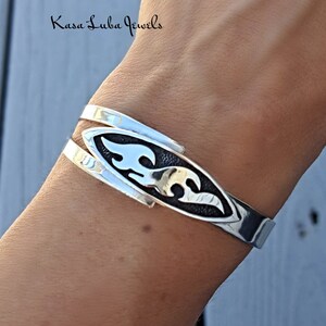 Wave Adjustable Bangle Bracelet, Sterling Silver, 925, Solid Silver - Fire - Etsy