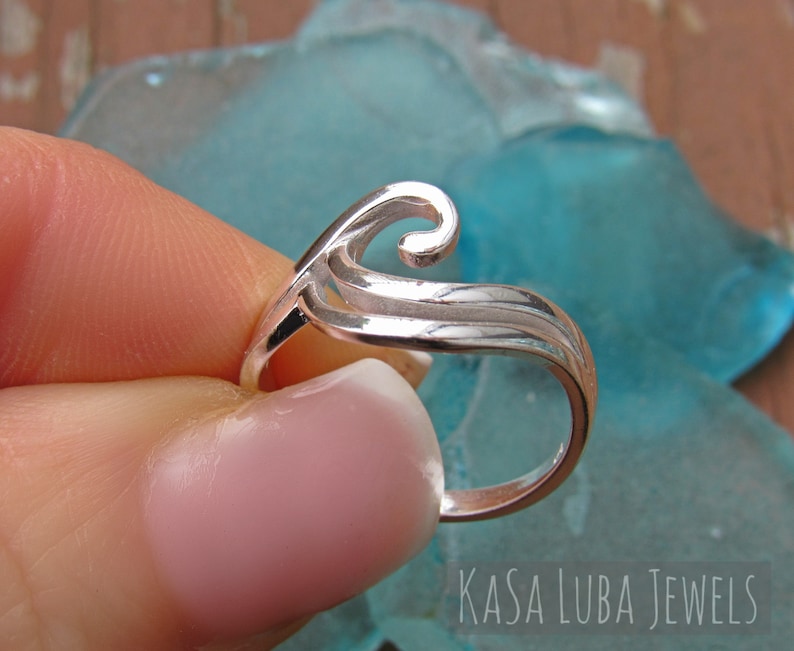 Sterling Silver Wave Ring: Beach Lover Gift - Etsy