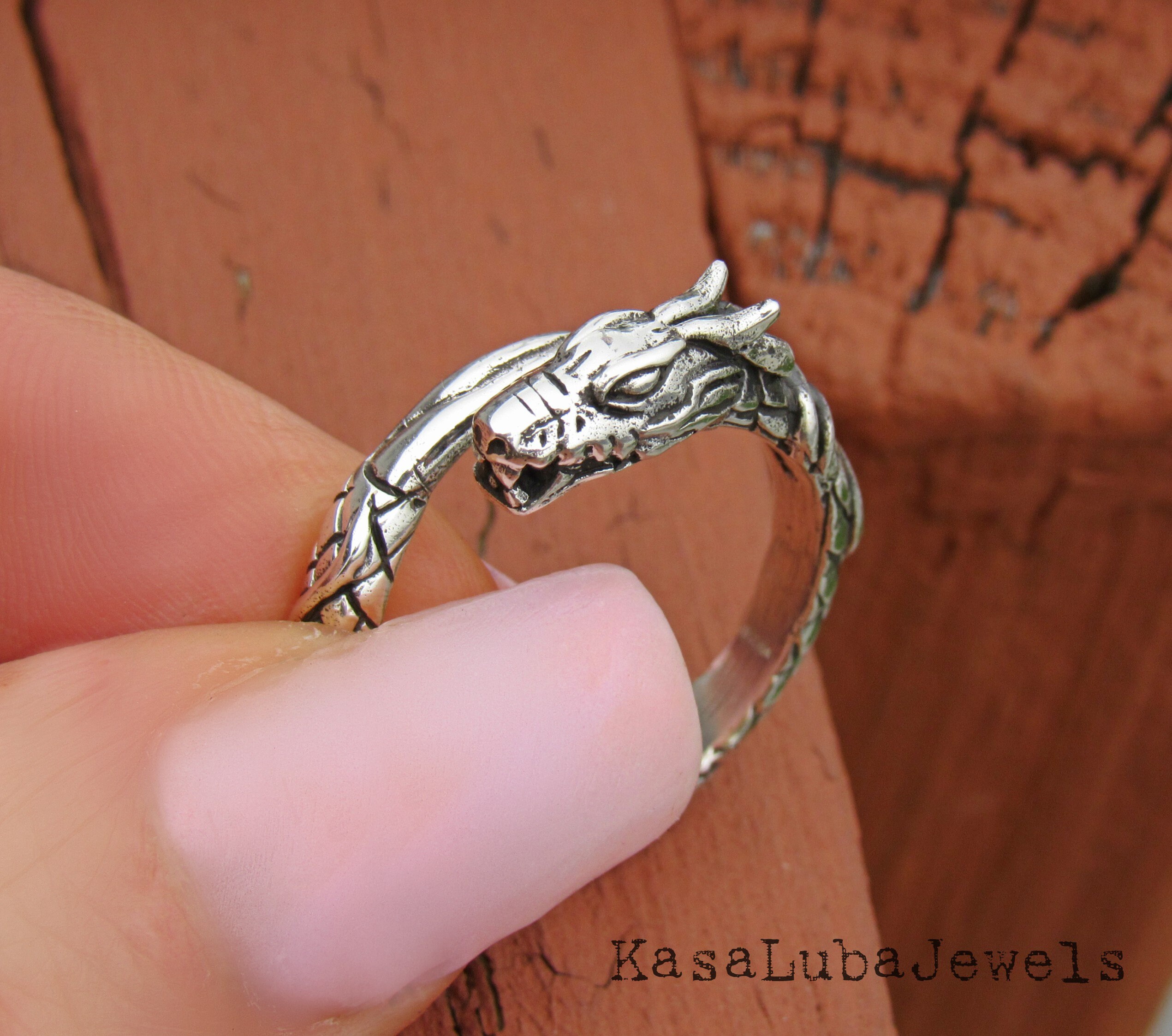 Sterling Silver Dragon Ring Dragon Jewelry Mens Rings | Etsy