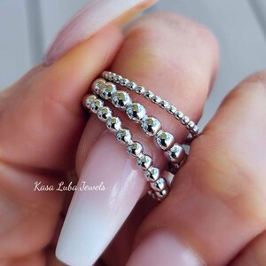 Stackable Silver Ring, Simple, 925 Sterling - Beaded - Sterling Buy the ...